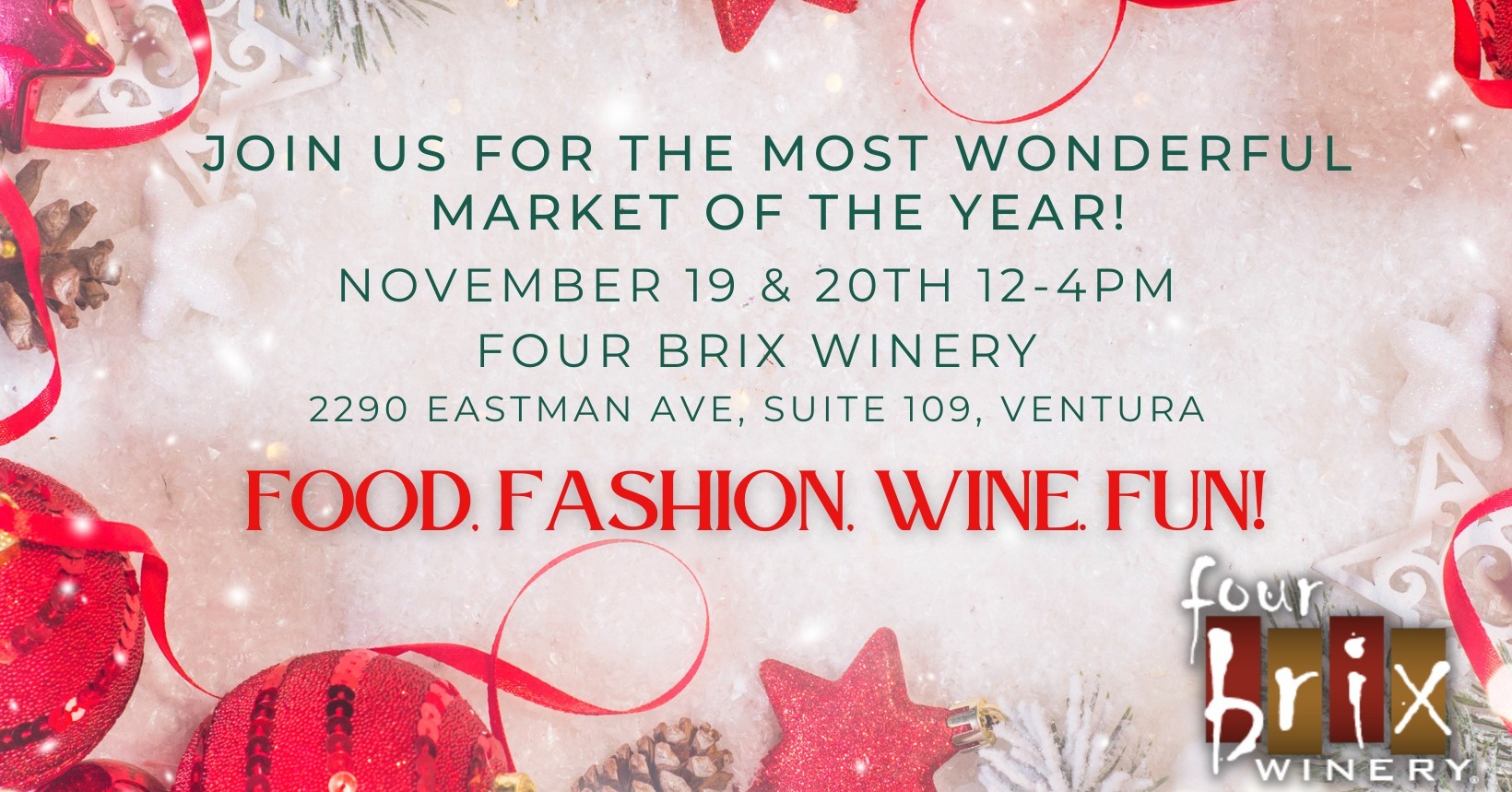 Holiday Boutique at Four Brix Winery- Nov. 19th, 20th | STUDIO 316